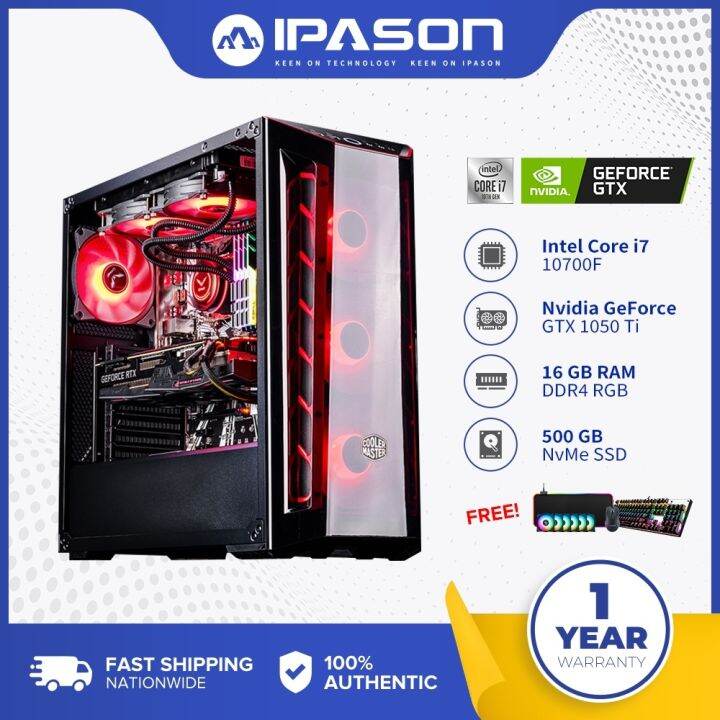 Ipason Gaming PC i7 10700F GTX 1050Ti GTX1050Ti 16G DDR4 3000 RGB Memory Desktop Computer ...