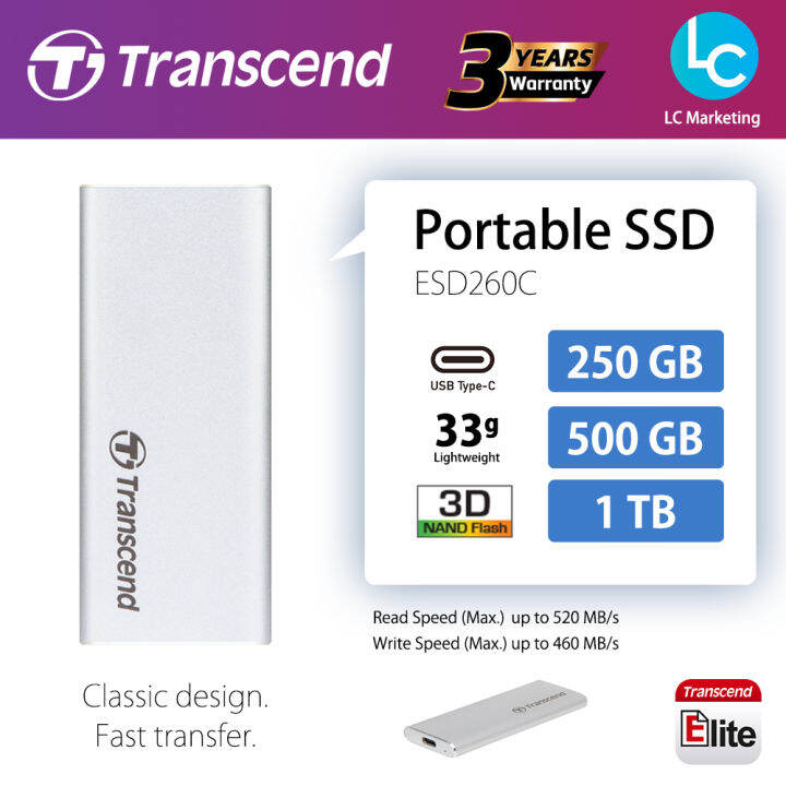 Transcend ESD260C USB 3.1 GEN 2 Portable SSD External SSD 3D NAND ... Transcend ESD260C USB 3.1 GEN 2 Portable SSD External SSD 3D NAND ...