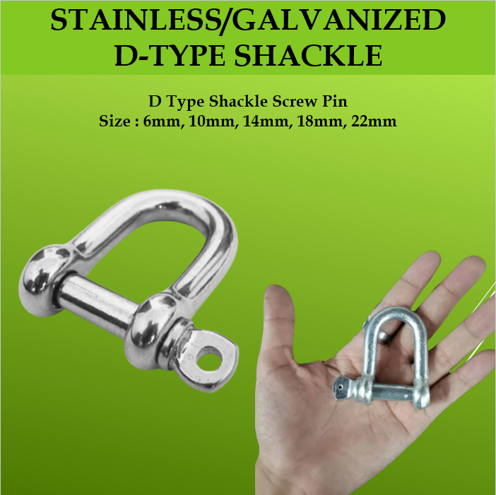 Stainless Steel & Galvanized D Type Shackle Screw Pin Stainless 6mm ...