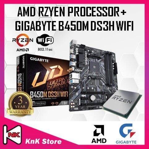 Gigabyte B450M DS3H WIFI B450 AM4 DDR4 Motherboard + AMD RYZEN 3 ...
