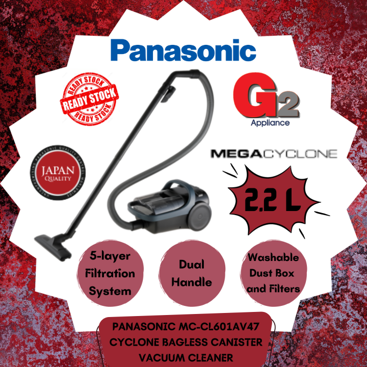 PANASONIC POWERFUL 1600W CYCLONE BAGLESS CANISTER VACUUM CLEANER MC ...