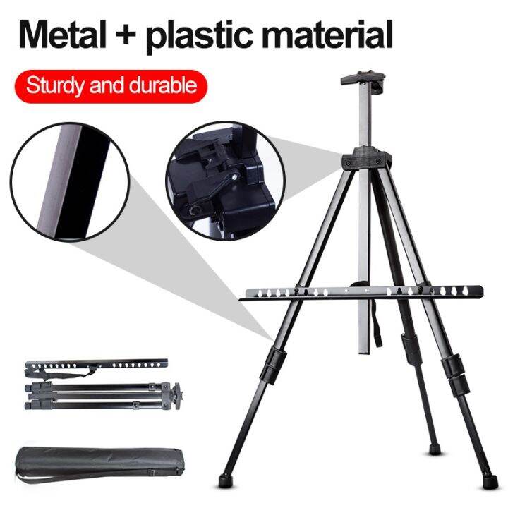 ♘Thick Aluminum Mini Easel Stand Folding Telescopic Display Painting ...