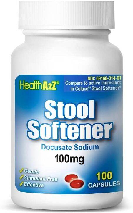 HealthA2Z | Stool Softener Docusate Sodium (100mg/ 100 Capsules ...