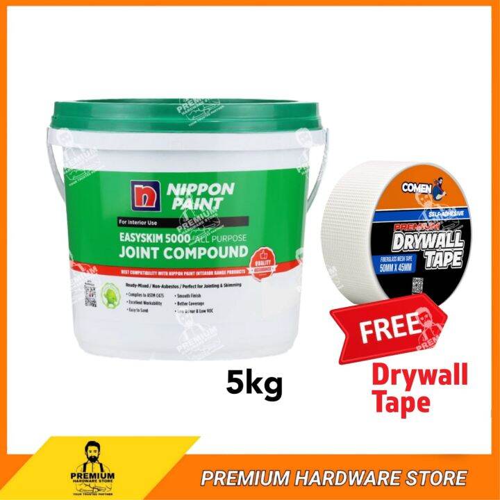 NIPPON PAINT Easyskim 5000 All Purpose Joint Compound 5KG Wall Cement ...