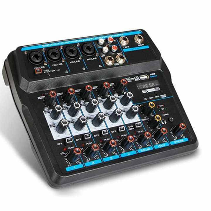Compact 6-Channel USB Mixing Console Digital Audio Mixer Supports BT ...