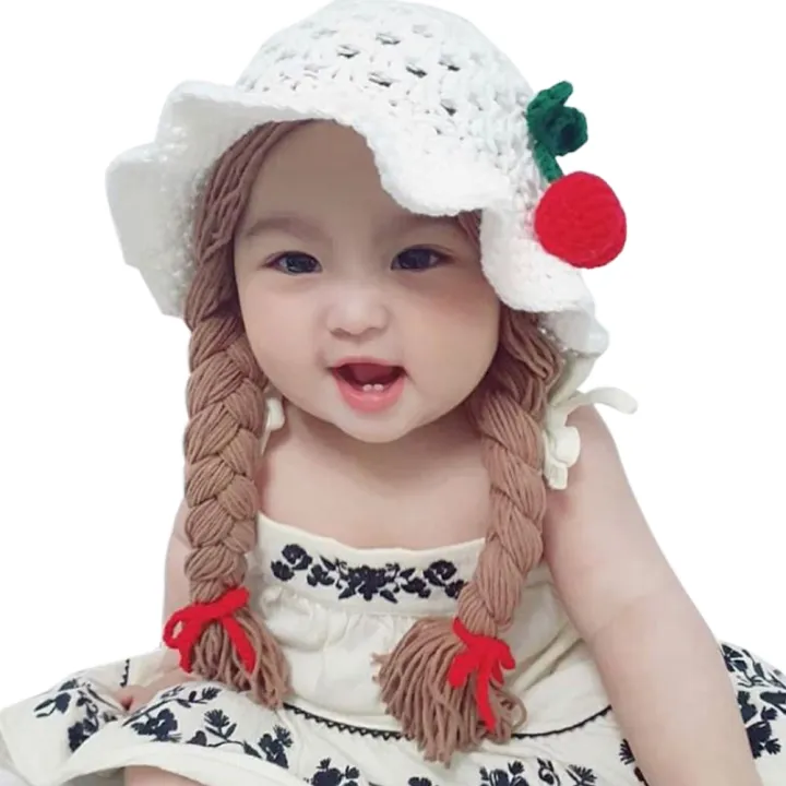 Kids Girl Cap Simulate Braid Ear Protection Hat For 1-6 Y Baby Infants ...