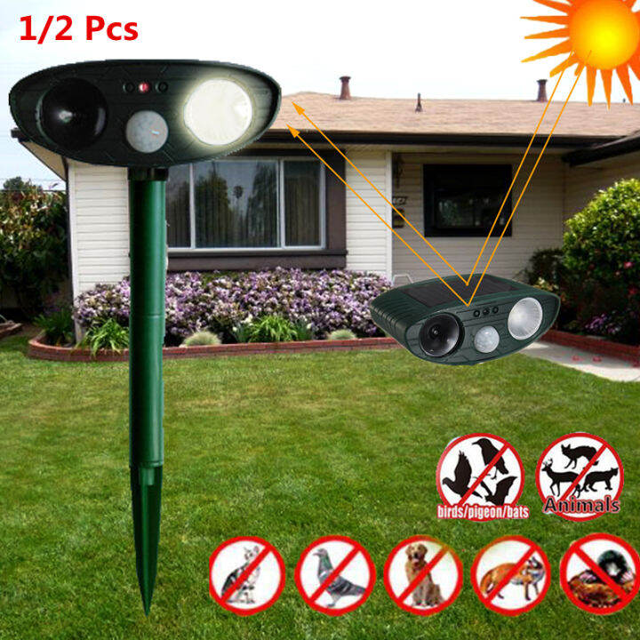 Ultrasonic Garden Solar Power Cat Dog Pest Animal Repeller PIR Scarer ...