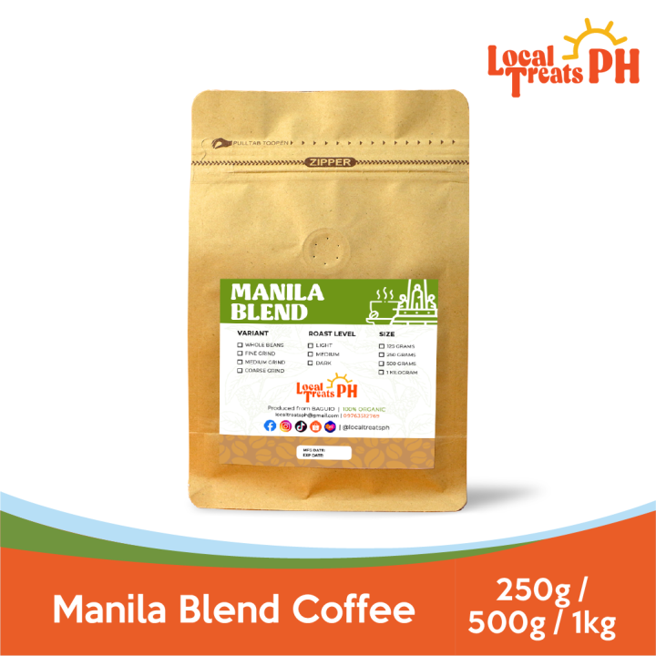 MANILA BLEND COFFEE - WHOLE BEANS - [1KG- 500G - 250G - 125G] - LocalTreatsPH | Lazada PH