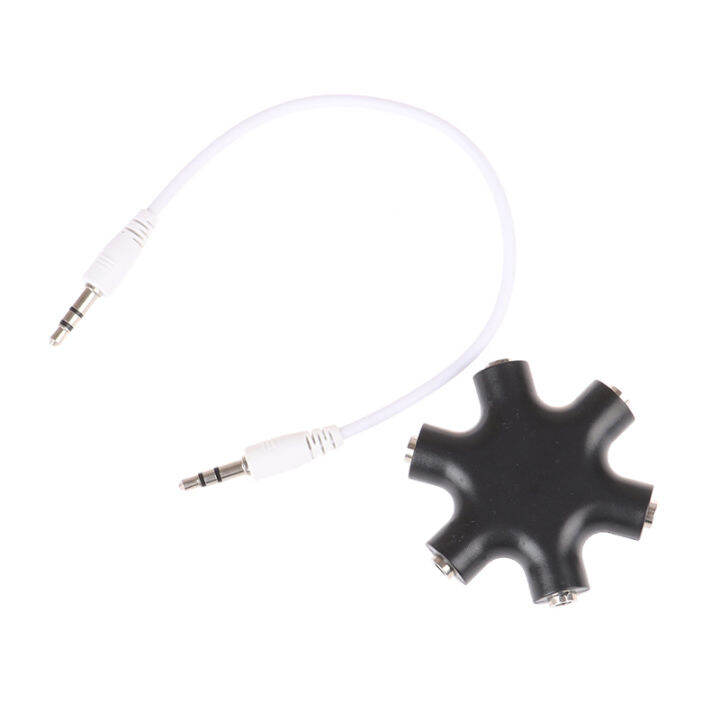 LANG 6*3.5mm Way Multi Port Hub Aux Headphone jack Splitter Audio Cable ...