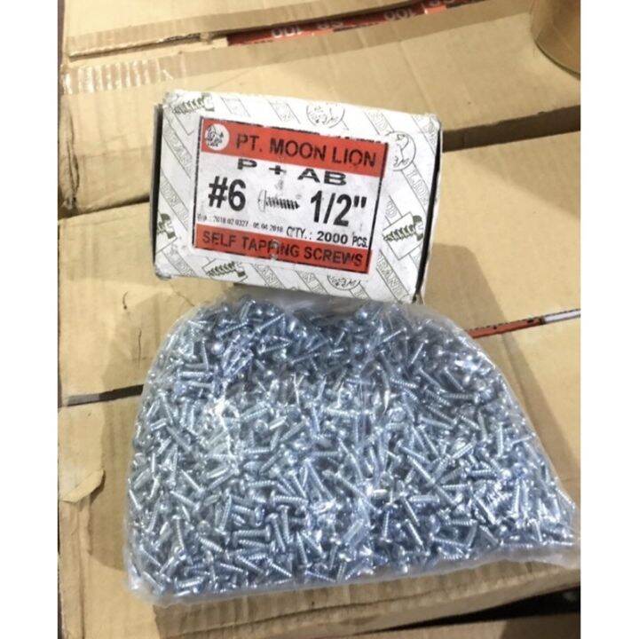 ( Skrup Muncul 6x1/2 ) 1 Dos Tapping Screw Sekrup MOON LION Moonlion ...