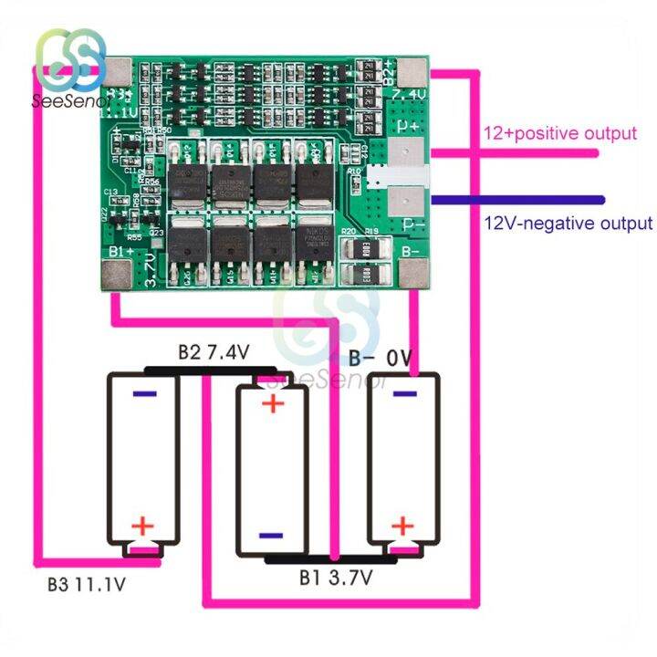 BMS 3S 12V 40A Balancer PCM 18650 Lithium Battery Protection Board 3S BMS Li-Ion Charger ...