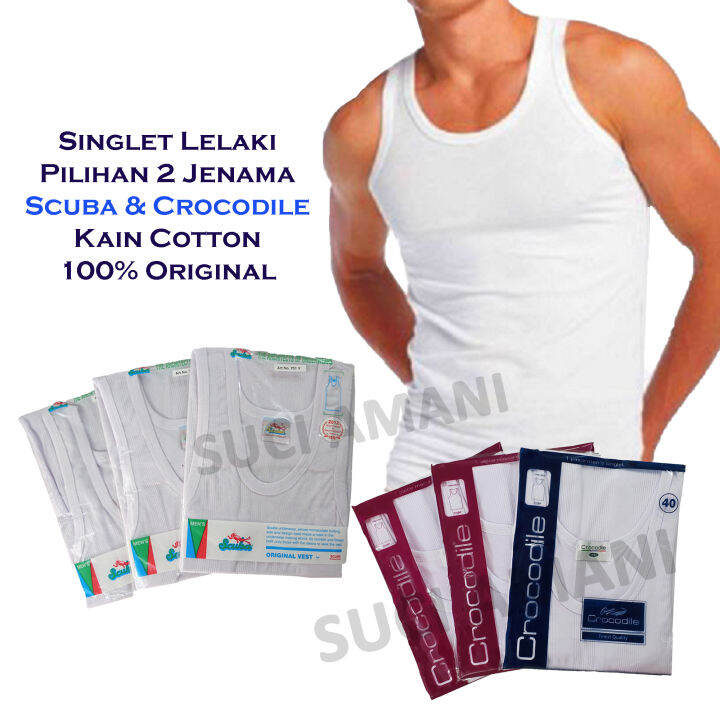 Singlet/MEN WHITE SINGLET/SCUBA/CROCODILE/Singlet Putih/MAN/GENTELMAN ...