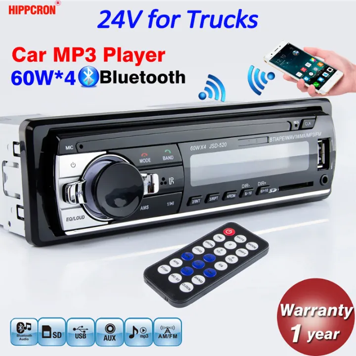 JSD520 Car Radio 24V MP3 Player Trucks 1 Din Stereo FM Audio Digital ...
