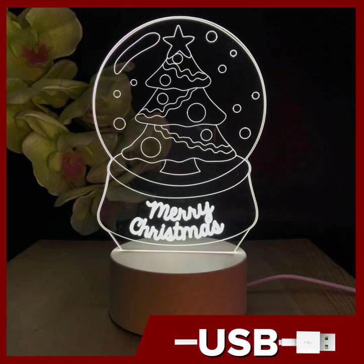 Christmas Tree Design 3D Acrylic Night Light Optical Illusion Light ...