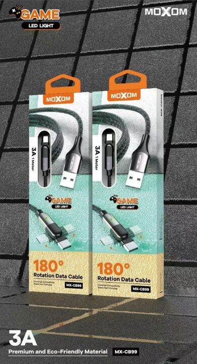 Moxom CB71 1 Meter 3A 180 Degree Rotation Data Cable For Micro USB ...