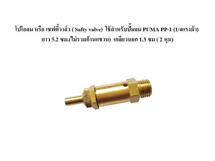 [ราคาถูก]⚙️ โปโลลม เซฟตี้วาล์ว Safty Valve PP-1 (1/4HP) อะไหล่ปั๊มลม PUMA | Lazada.co.th