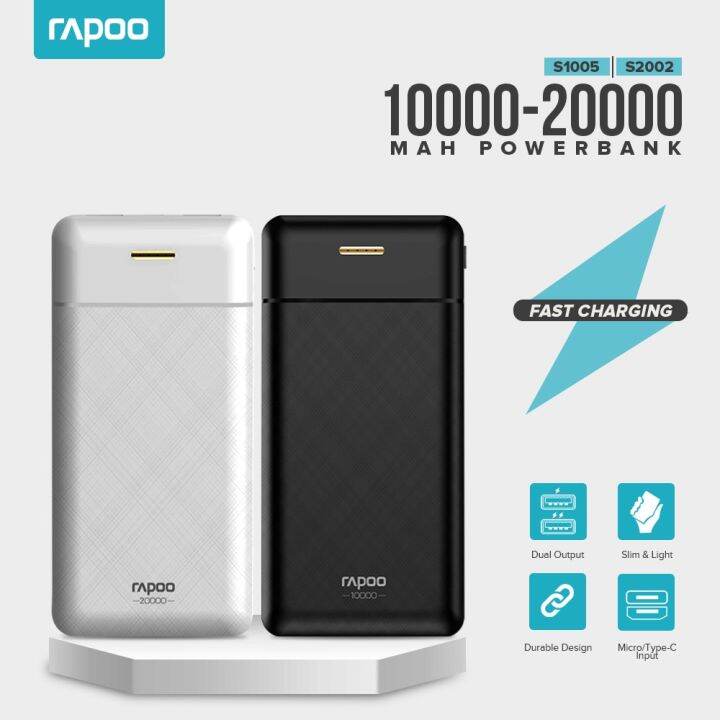 Rapoo Original 12W Powerbank 2 Input and Ouputs 5V 2A Power Bank ...