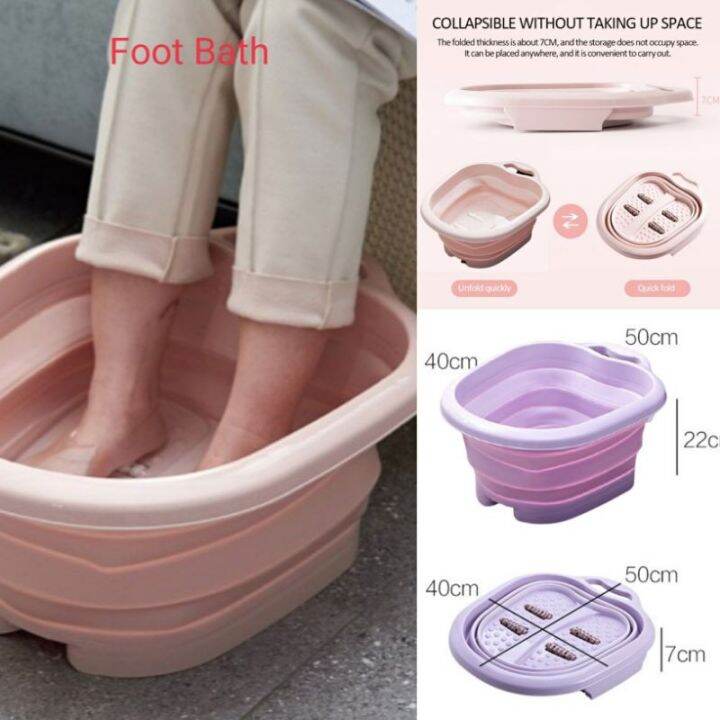 WC Foldable Foot Spa Foot Cleaner Foot Massage Bucket Multipurpose Pink ...