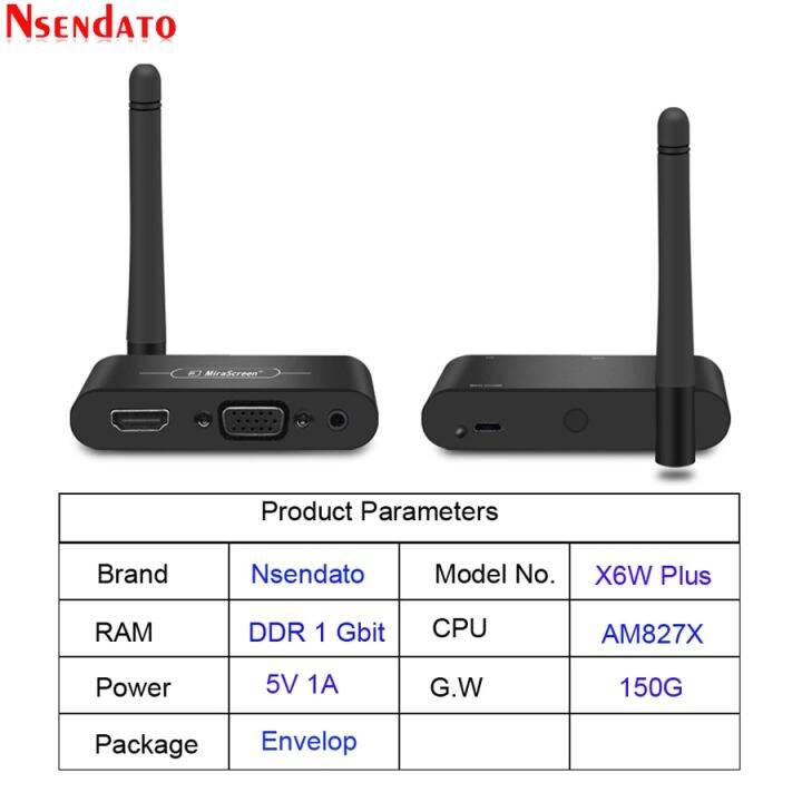Mirascreen X6W Plus Wireless Miracast 5G 4K Display TV stick adapter 3 ...