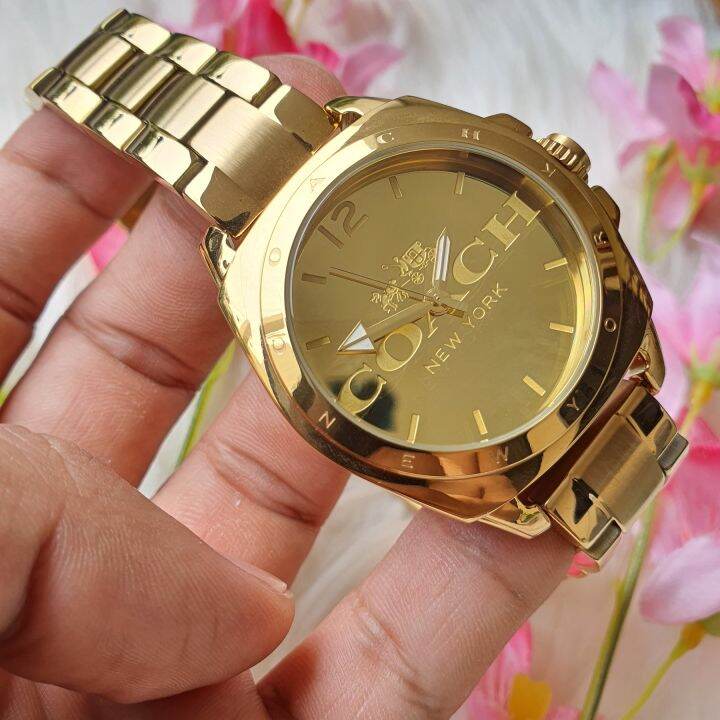 Guaranteed Authentic Coach Boyfriend Gold Tone 38mm Stainless Steel ...