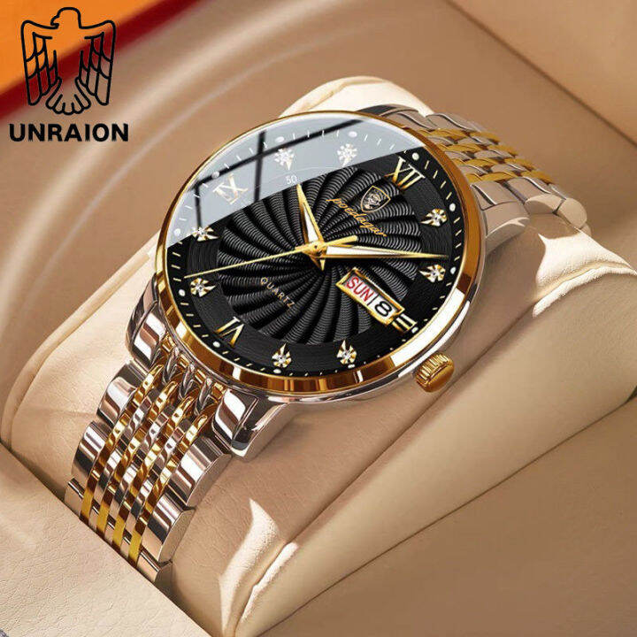 UNRAION 2023นาฬิกาแฟชั่นสแตนเลสชายแบรนด์ชั้นนำที่หรูหรากันน้ำเรืองแสง ...