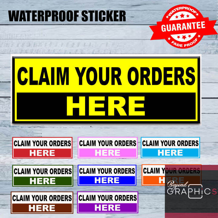 BG Claim Your Orders Here Sign Sticker I PVCI Sintra Board (5 x 2.5 ...
