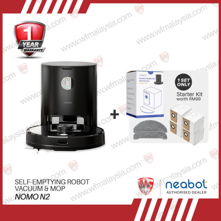 Neabot Robot Vacuum and Mop N2 Self-Emptying Dustbin addon Starter Kit Google Home Assistant ...