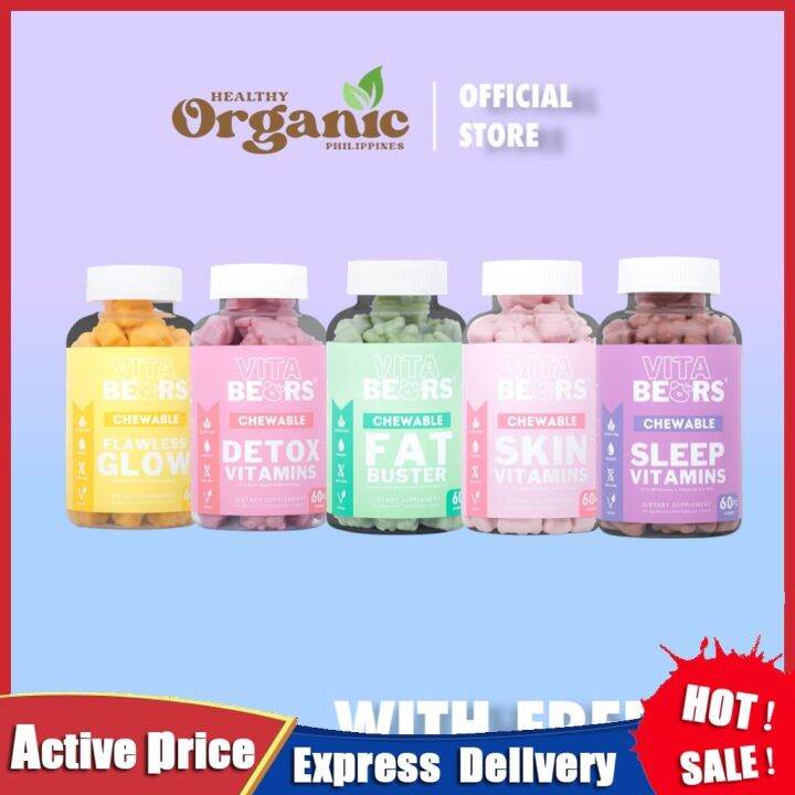Vitabears Gummies Detox Hair Vitamins Collagen Glutathione Apple Cider ...