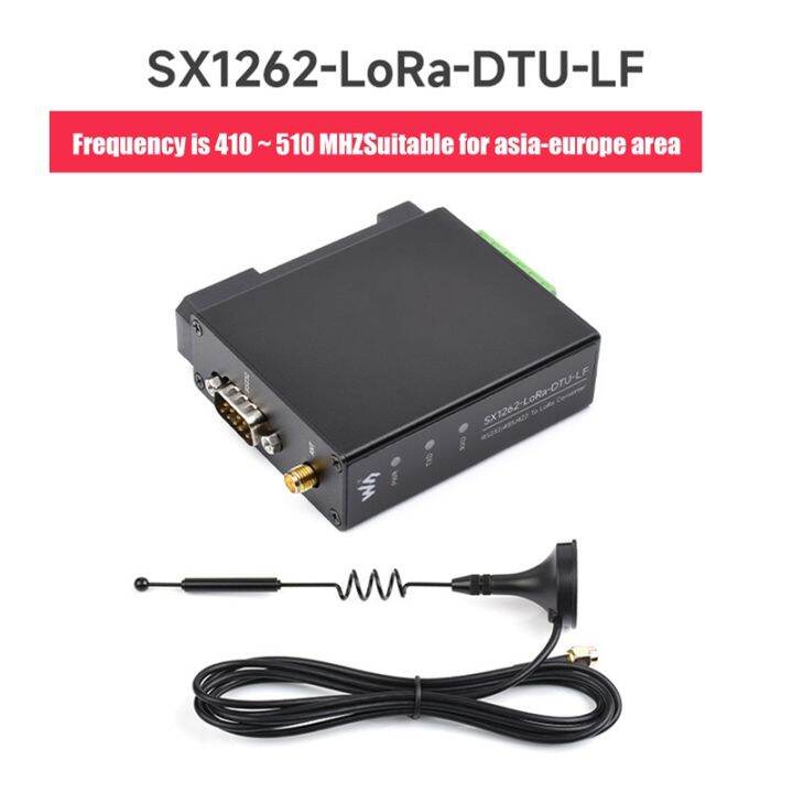 Waveshare SX1262 LoRa DTU LF Guide Rail LoRa Data Transmission Terminal DTU 410-510MHz RS232 ...