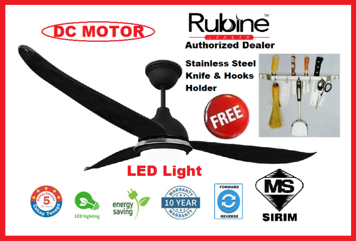 Rubine RCF-AMPIO 56-3BL DC Ceiling Fan LED Light Black | Lazada
