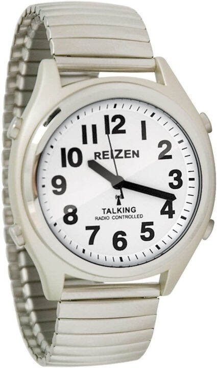 Reizen Talking Atomic Watch - White Face-Black Numbers-Expansion Band ...