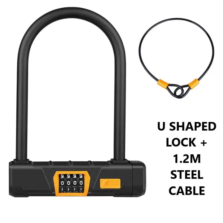 Heavy Duty Motorcycle Bicycle MTB Combination U Lock With Chain CableMsV | Lazada PH