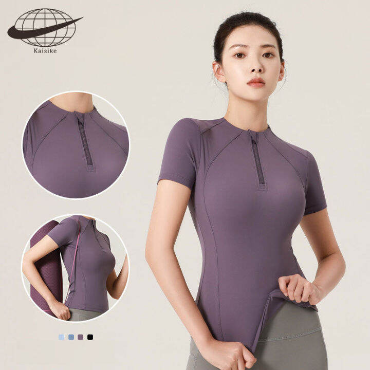 Kaisike เสื้อกีฬาผู้หญิงบางๆระบายอากาศได้ดี,เสื้อสีทึบบางๆเสื้อผ้าโยคะแห้งเร็วกีฬาฟิตเนสวิ่ง ...
