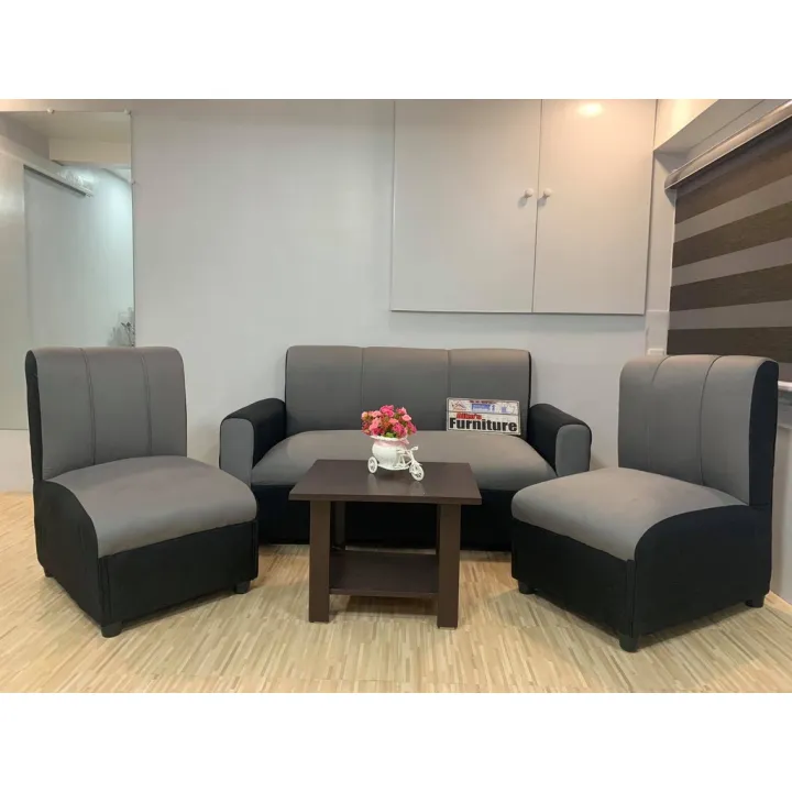 SALA SET SOFA SET GRAY FABRIC WITH WOOD TABLE COD NCRG5d | Lazada PH