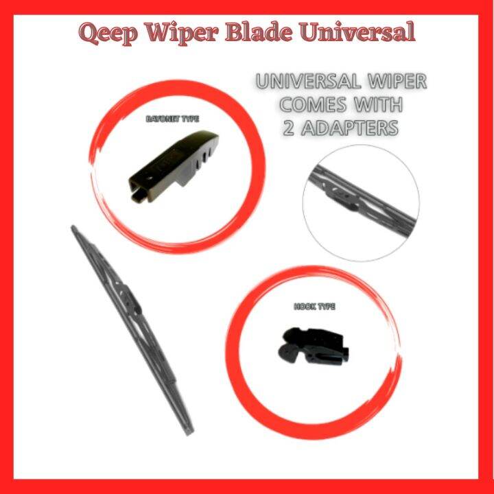 1Pc Qeep Wiper Blade Universal with Bayonet Lock Adapter and Hook Type ...