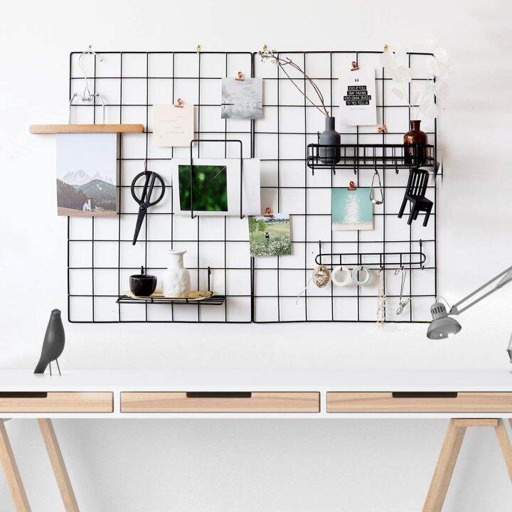 HIJANG hiasan dinding wire grid wall black mesh Keranjang Besi Rak Dinding Gantung Foto | Lazada ...