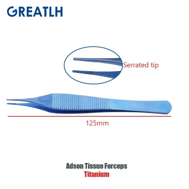 2types Titanium Adson Tissue Forceps Eye Surgery Tweezers Serrated Tipsteeth Ophthalmic