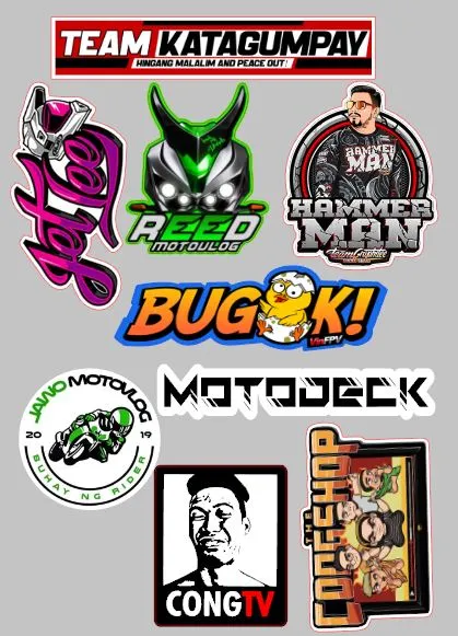 Bundle 8 Vlogger motorcycle stickers (Jetlee, Congtv, bugok, team ...