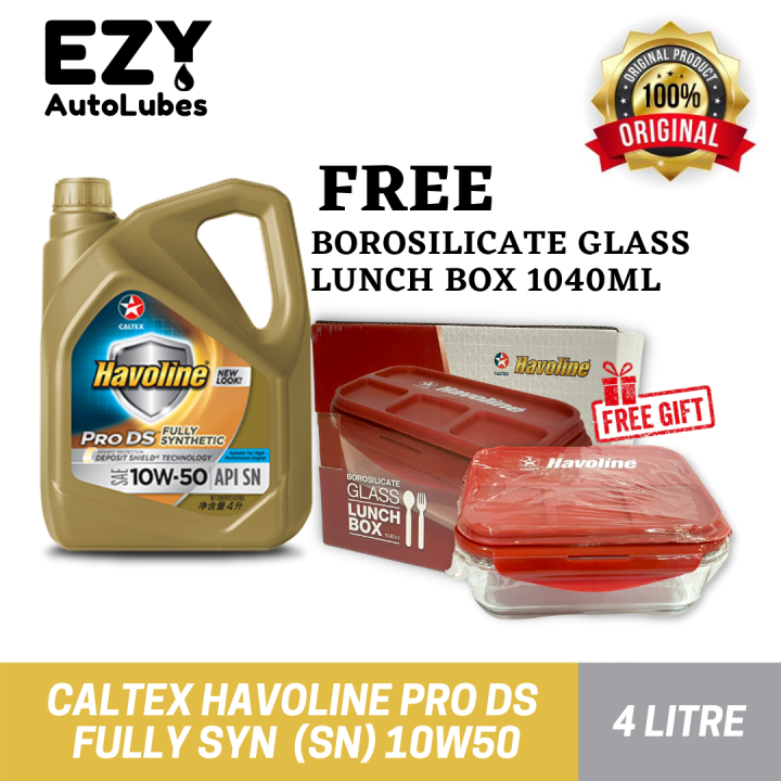 Caltex Havoline Fully Syn 10W50 4L (FOC Borosilicate Glass Lunch Box)👉 ...