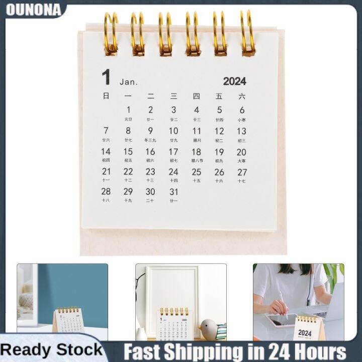 OUNONA Mini Calendar Office Desk 2024 Small Desktop Table Tabletop ...