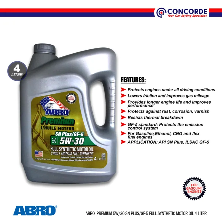 CONCORDE Abro Premium 5W/30 SN Plus/GF-5 Full Synthetic Motor Oil for ...
