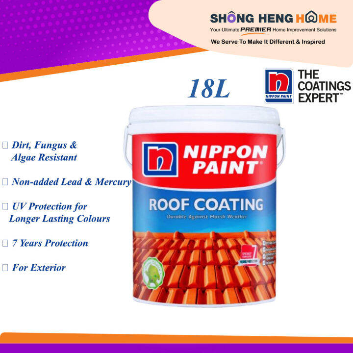 18L - Nippon Roof Coating (Roof Paint) - Protection, Reflect, Heat, Seal for your Roof | Lazada