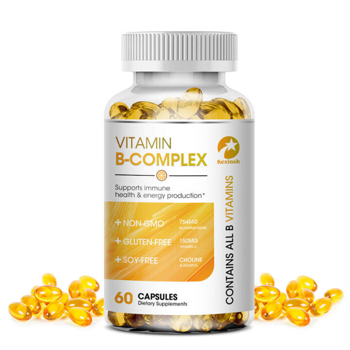 kexinsh Vitamin B Complex Complete Capsules (B12, B1, B2, B3, B5, B6 ...