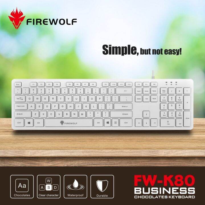 FIREWOLF wired keyboard thin chocolate keys home office game typing USB ...