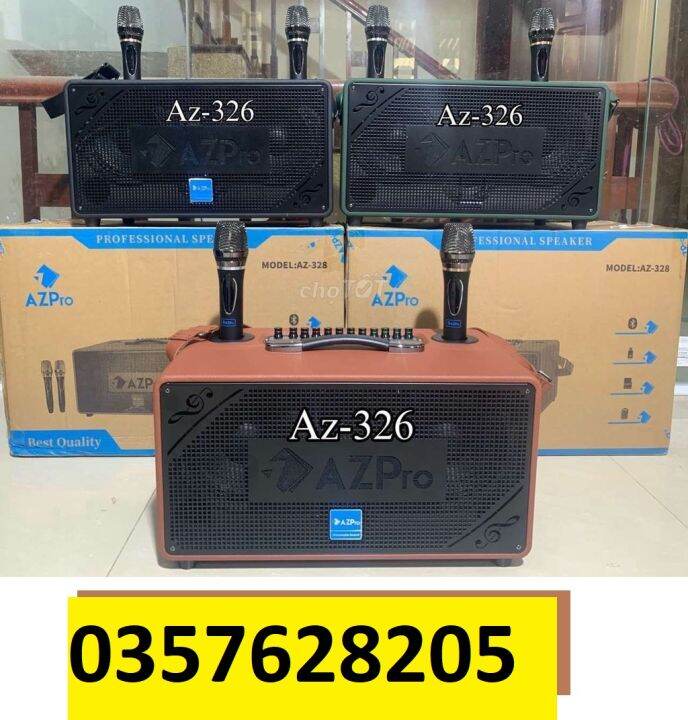 Loa karaoke mini Azpro AZ-326, loa 3 đường tiếng kèm 2 micro không dây ...