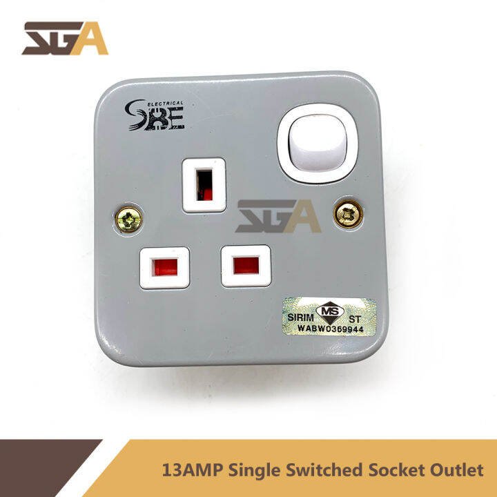 SGA 13AMP Switched Socket Outlet Steel Box (Sirim Approved) SBE-8119MC ...