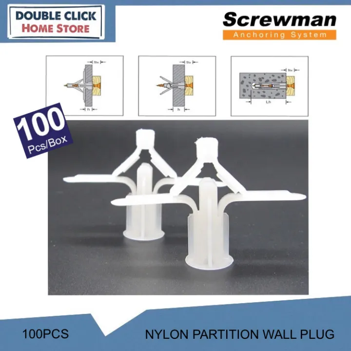 Nylon Partition Wall Plug Butterfly Clip Wall Plug 100pcs | Lazada