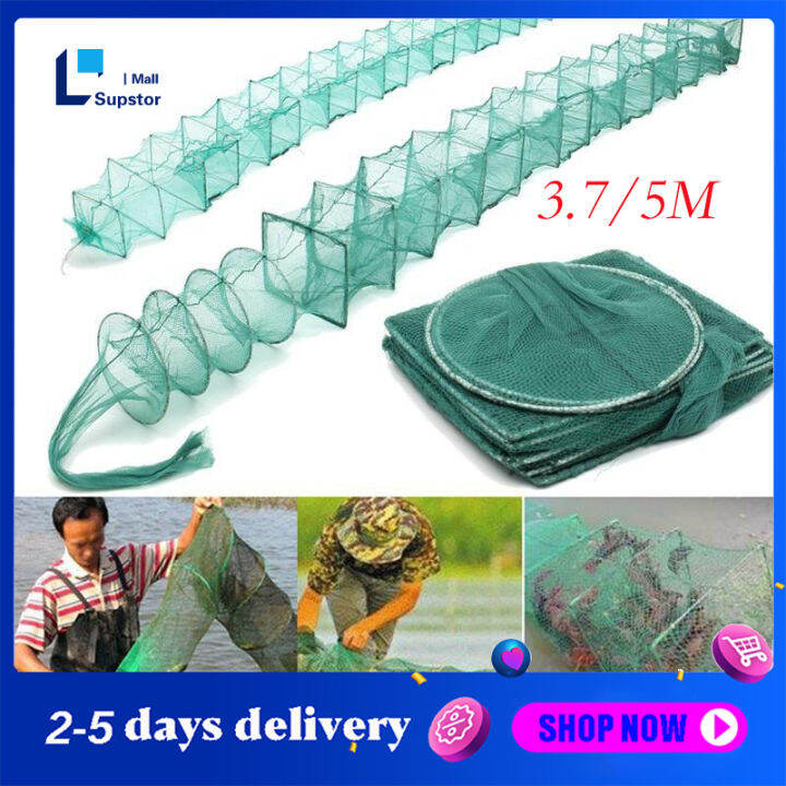 3.7/5M Automatic Folding Fishing Net Lobster Cage Nylon Foldable 12 ...