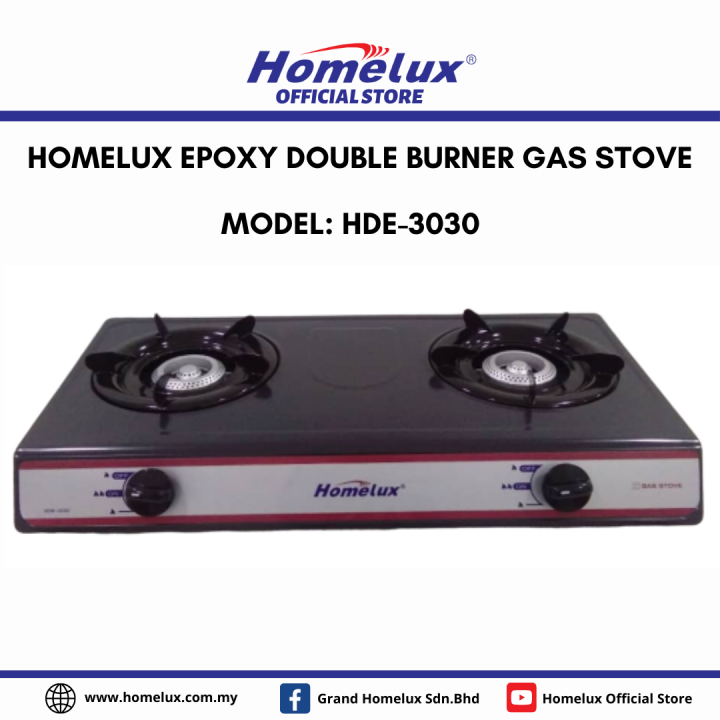 [SIRIM] Homelux Epoxy Double Burner Gas Stove / Dapur Gas Memasak HDE ...