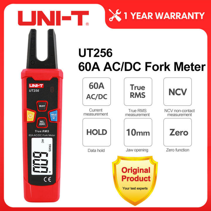 UNI-T Fork Meter UT256 60A AC DC Current Clamp Meter Digital True RMS ...